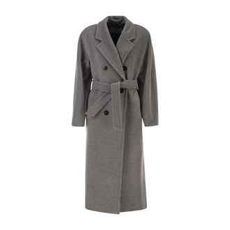 Max Mara Femme, Manteaux, Gris, Taille: 38 FR Belted Manteaux