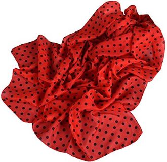 Generic Ch&acirc;le en mousseline de soie douce &agrave; imprim&eacute; &agrave; pois pour femme 2026, Rouge, Taille unique