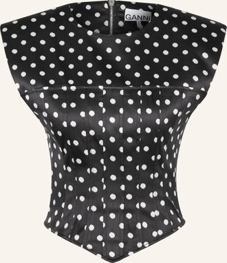 Ganni Blusentop Aus Satin schwarz