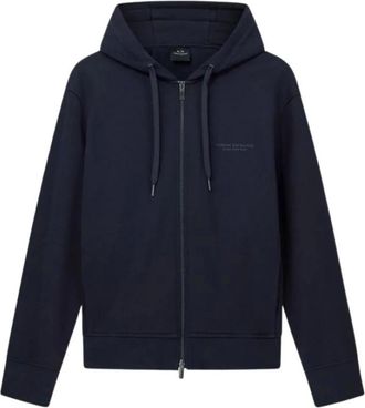 A|X Armani Exchange Homme, Sweatshirts et sweats &agrave; capuche, Bleu, Taille: XL Sweat &agrave; capuche zipp&eacute; avec logo imprim&eacute;