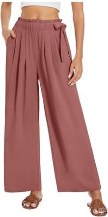 Generic Pantalon Large Femme Fluide &Eacute;t&eacute; Ample Cordon Elastique Taille Haute Poche Longue Yoga Pantalons Leger Elegant Bootcut Bas de Plage Jogging