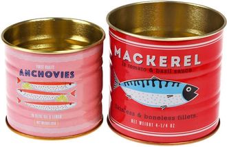 Rex London Mini-Aufbewahrungsdosen (2er-Set) - Fisch MACKEREL & ANCHOVIES - &Oslash; 8 x 7,5 cm & &Oslash; 7 x 6,5 cm