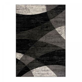 Jadorel Tapis salon et chambre 200x290 noir rectangle tissé motif géométrique faldo