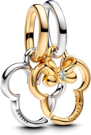 Pandora Moments Disney Micky Maus und Minnie Maus Teilbarer Charm-Anhänger aus Sterling Silber mit vergoldeter Metalllegierung, Kompatibel Moments und ME, 763