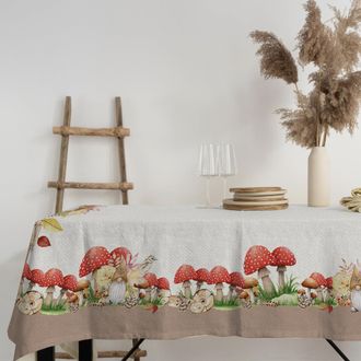 Pensieri delicati Tischdecke, 145 x 250 cm, Panama-Baumwolle, f&uuml;r 12 Personen, Digitaldruck in hoher Aufl&ouml;sung, Gnometti-Muster, rechteckig