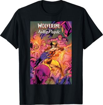 MARVEL X-Men Wolverine and Kitty Pryde Fighting Sentinels T-Shirt