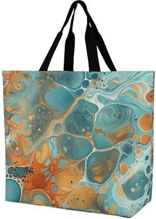 Generic Orange Et Turquoise Sac Fourre-Tout R&eacute;utilisable Sacs De Courses D&eacute;contract&eacute; Sac &Agrave; Bandouli&egrave;re Pour Gym Shopping Plage