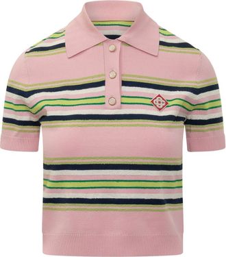 Casablanca Femme, Tops, Multicolore, Taille: 42 FR Stripe Fitted Polo