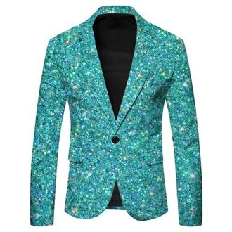 Generic Veste pour homme - Impression 3D - Aspect paillettes - Multicolore - Coupe ajust&eacute;e - Un bouton - Pour carnaval, f&ecirc;te, discoth&egrave;que, Nouvel An, 009, XXL