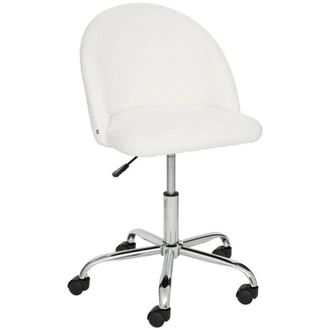 Atmosphera Atmosphera - Chaise de bureau Geos bouclette blanc cr&eacute;ateur dint&eacute;rieur