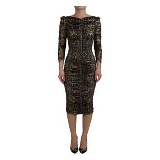 Dolce & Gabbana Multicolor Leopard Bodycon Sheath Midi Kleid - - Dresses - Damen - Mehrfarbig - XS