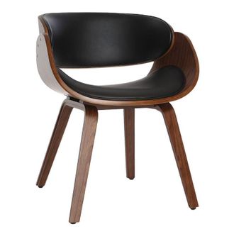 Miliboo Miliboo - Chaise design noir et bois foncé noyer bent