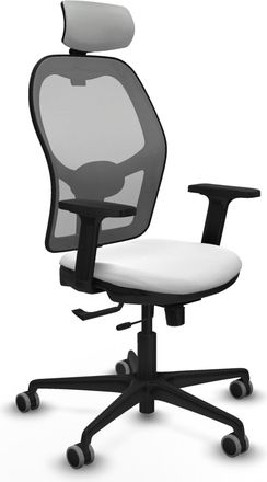 Piqueras y Crespo Ergonomischer B&uuml;rostuhl mit 2D-Armen, h&ouml;henverstellbare Lendenwirbelst&uuml;tze und h&ouml;henverstellbares Kopfteil, Grau/Wei&szlig;