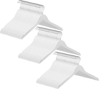 Songmics Kleiderb&uuml;gel, 60er Set, Kleiderb&uuml;gel Holz, aus Massivholz, Holzb&uuml;gel mit Einkerbungen, Jackenb&uuml;gel, um 360&deg; drehbarer Haken, rutschfest, 44 cm lang, w