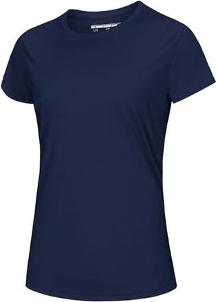 Magcomsen T-shirt d&eacute;t&eacute; l&eacute;ger pour femme - Manches courtes - T-shirt de fitness &agrave; s&eacute;chage rapide - UPF 50+ - Couleur unie - Pour le jogging, la randonn&eacute;e, bleu f