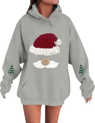 Generico Sweat &agrave; capuche pour femme &agrave; capuche en molleton dautomne dhiver &agrave; manches longues en coton renne confortable hoodie sweatshirt classique surdimension