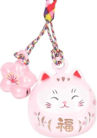 Pretyzoom Maneki Neko Porte Clé Japonais, Chat En Céramique Rose Chat Roux Tigré Breloque Sac Téléphone Voiture Bijou De Sac Grigri Kawaii Ornement Accessoire D