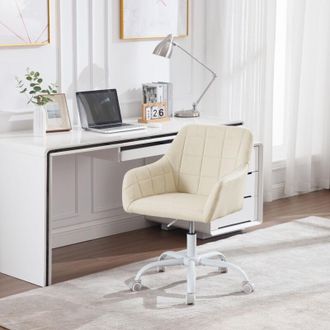 Woltu Bürostuhl ergonomisch, 360 ° Drehstuhl, Schreibtischstuhl mit Rollen, Schminktisch Stuhl, Sessel höhenverstellbar, für Home Office, Schlafzimmer