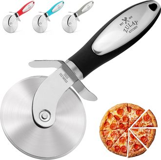 Zulay Kitchen Pizzaschneider aus Edelstahl - Pizzarad &Oslash; 7,6 cm, scharfe Klinge, Pizzaroller rutschfester ergonomischer Griff mit Fingerschutz, sp&uuml;lmaschinengeeignet
