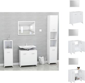vidaXL Badm&ouml;bel-Set Wei&szlig; Holzwerkstoff - Badm&ouml;bel - Badezimmerm&ouml;bel - Holzschrank - Spiegelschrank - Waschtischunterschrank