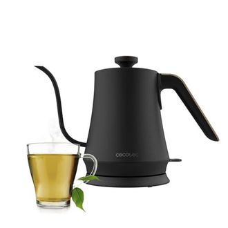 Cecotec Bouilloire Electrique Thermosense 500 Cisne. Bouilloire au design exclusif avec col de cygne, 1L, acier inoxydable, 1200W, base rotative 360º et indic