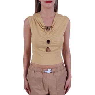 Pinko Marostica V-neck Jersey Top - - Tops - Damen - Gelb - S