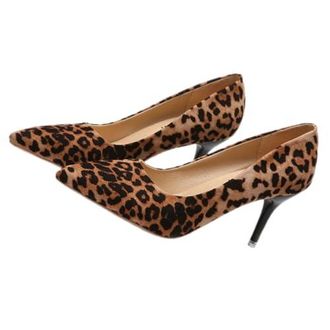 Garneck Chaussures &agrave; Talons Hauts pour Femmes Taille 40 Escarpins L&eacute;opard &agrave; Bout Fin en Cuir Motif Animal Talons Aiguilles &Eacute;l&eacute;gants pour Bureau et Soir&eacute;e Chau