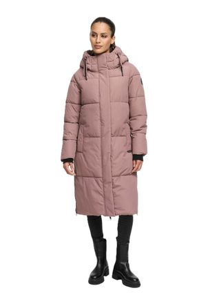 Marikoo Damen Wintermantel (XS-3XL) - gesteppt, mit Kapuze & Reißverschlussschlitze - N082 - Mauve Größe L - Gr.L