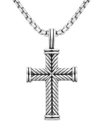 David Yurman pendentif Chevron Cross en argent sterling (33,5 mm)