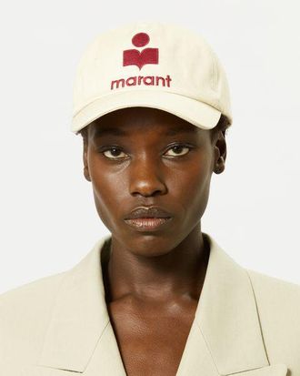 Isabel Marant Casquette En Coton Tyron - Femme - &Eacute;cru Et Rouge - Taille 57 - Isabel Marant