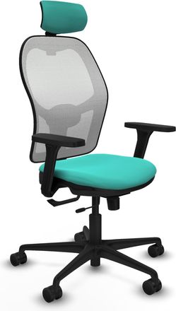 Piqueras y Crespo Ergonomischer Liegestuhl mit 3D-Armen, h&ouml;henverstellbarer Lendenwirbelst&uuml;tze und h&ouml;henverstellbarem Kopfteil, Wei&szlig;/T&uuml;rkis