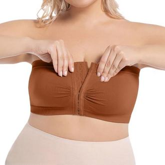 Generic Soutien-gorge sans bretelles &agrave; fermeture avant pour femme - Soutien-gorge bandeau confortable sans armatures - Sans rembourrage - Classique - Invisibl