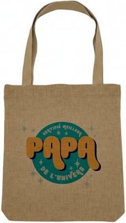 Fabulous Sac Shopping Tote Bag Aspect Lin - Certifi&eacute; meilleur Papa de lunivers Cercle P&egrave;re Papa Famille - Sac de Courses Toile Epaisse 360g Beige Naturel Cabas