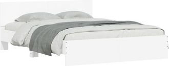 vidaXL Bettgestell mit Kopfteil und LED-Beleuchtung Wei&szlig; 160x200 cm Vidaxl