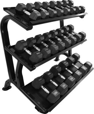 Bad Company Heavy Duty Hexagon Kurzhantel Studio Satz von 10-35Kg (11 Paar) inkl. Oval-Line Ablage/Rack