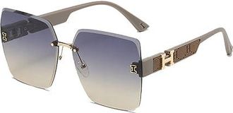 Generic Lunettes de soleil pour femme sans monture UV400, marron, gris jaune, taille unique 2026