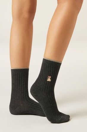 Calzedonia Socken Mit Weihnachtsmotiv Grau