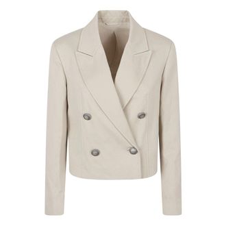 Brunello Cucinelli Cropped Double-Breasted Jacket - - Jackets - Damen - Beige - S