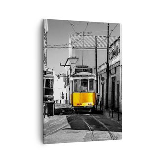 Arttor Bilder auf Leinwand Straßenbahn Portugal Lissabon Leinwandbild mit Rahmen 50x70cm Wandbilder Dekoration Wohnzimmer Schlafzimmer Küche Deko Groß Wandde