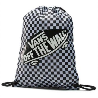 Vans Unisex Rucksack Tasche Wasserdicht All Over Karo Muster Spr&uuml;che Kordelzug Schultergurte Farbe Wei&szlig; Schwarz OS, Schwarz/Wei&szlig;, One size