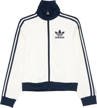 adidas sweat zippé à rayures - Blanc