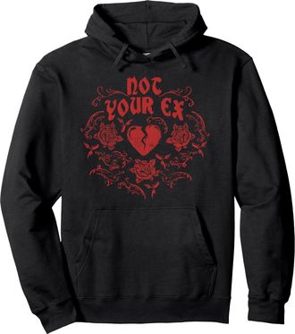Trendy Apparel Not Your Ex Dark Red Broken Heart and Roses Pullover Hoodie