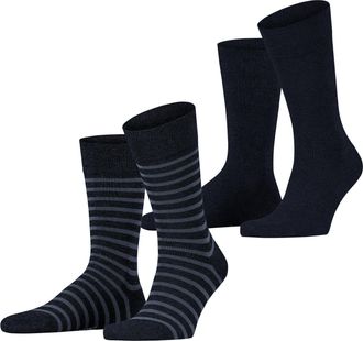 Esprit Herren Socken Fine Stripe Multipack M So Baumwolle gemustert 2 Paar, Blau Marine 6120, 39-42