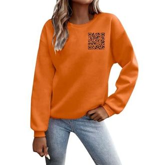 Generic Pull à capuche à manches longues imprimé à col rond pour femme 2026, Orange, XXL