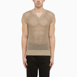 Tagliatore Perforated dove grey cotton waistcoat