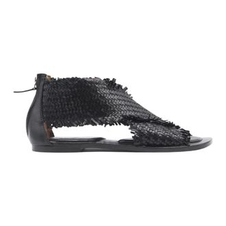 Coral Blue Femme, Chaussures, Noir, Taille: 37 EU Sandales en cuir tissé noir