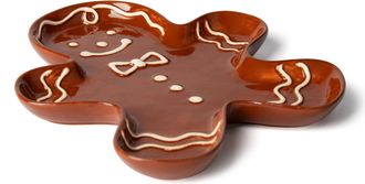 Excelsa Wonderful Ginger Weihnachtsteller zum Servieren aus Keramik, Form eines Lebkuchenmanns, von Hand verziert