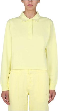 Helmut Lang Femme, Tops, Jaune, Taille: 42 FR Polo court &agrave; manches longues