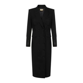 Elisabetta Franchi Mantel aus doppellagigem Cr&ecirc;pe-Stoff - - Coats - Damen - Schwarzk - M