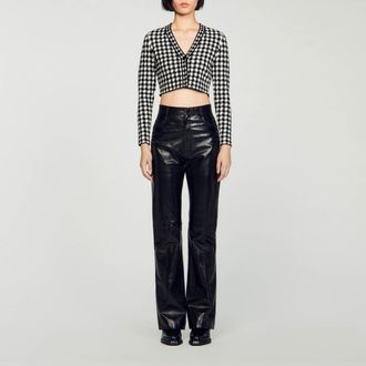 Sandro Cardigan court jacquard vichy